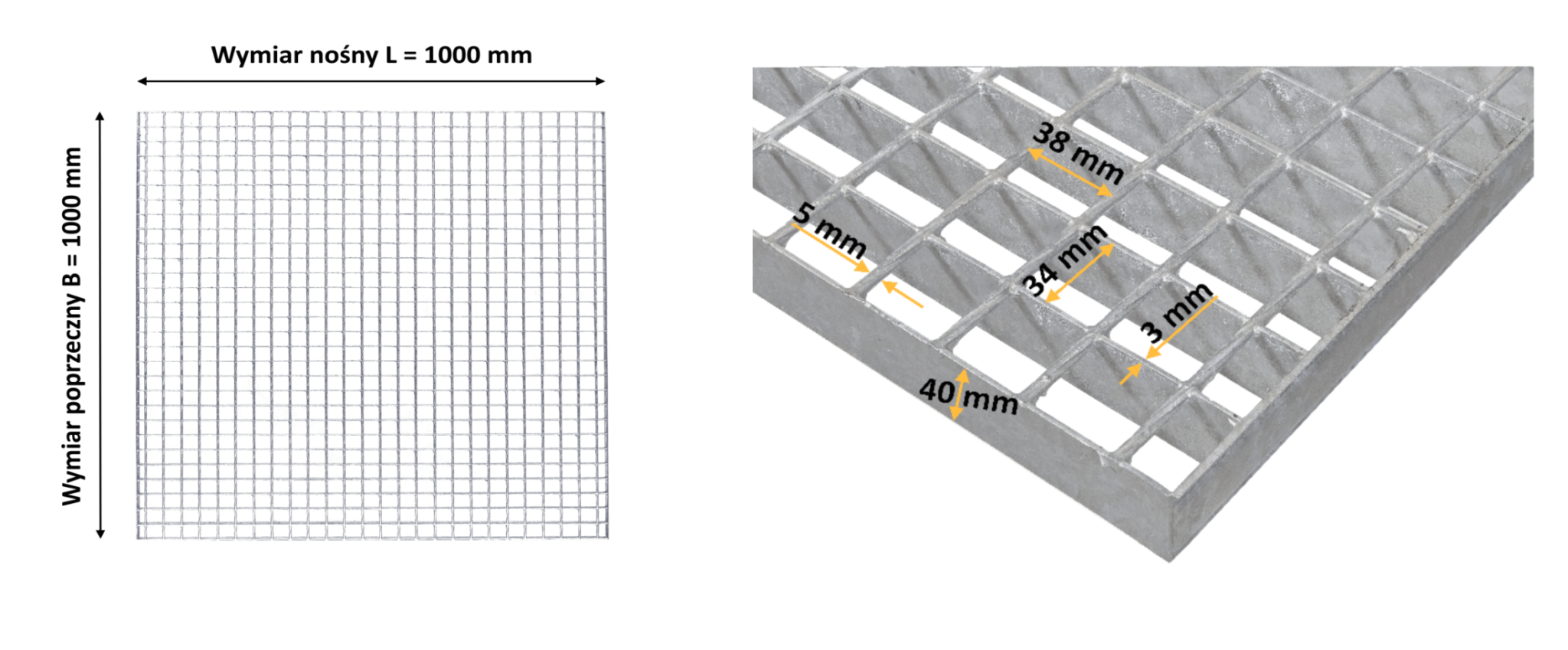 Krata zgrzewana L|1000 mm B|1000 mm 34x38/40x3 ocynkowana - RESKRAT Rzeszów